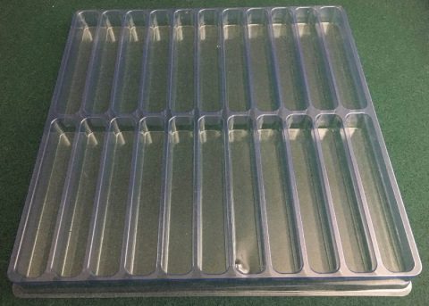 Rectangular Cavity Clear Plastic Trays - 5.38 X 0.75 X 0.75 - Engineered Components & Packaging LLC