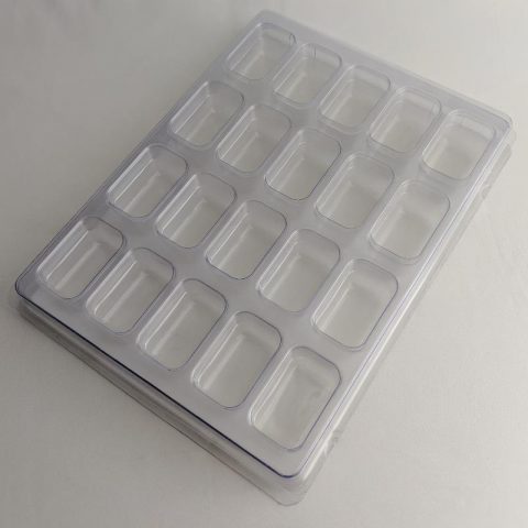 Rectangular Cavity Clear Plastic Trays - 2.25 X 1.38 X .5 - Engineered Components & Packaging LLC